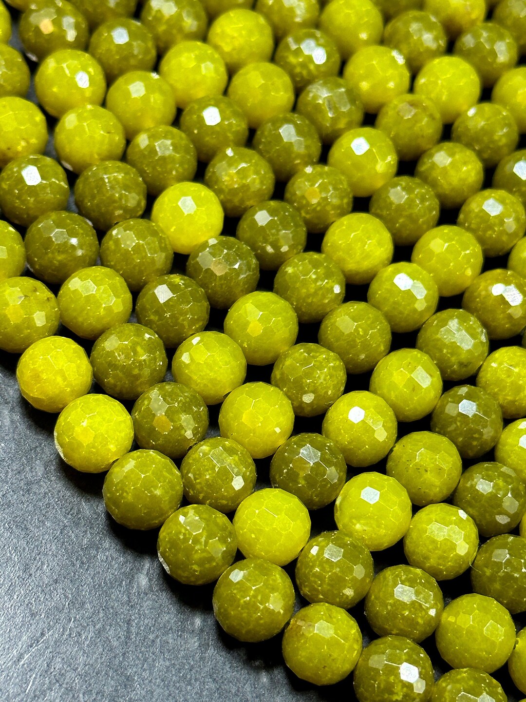 Beautiful Natural Lemon Jade Stone Bead. FACETED 6mm 8mm 10mm Round ...