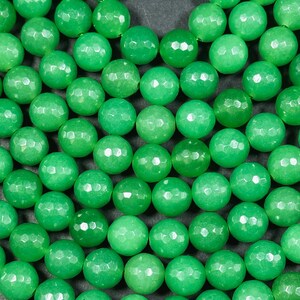 Natural Green Jade Gemstone Bead Faceted 12mm Round Bead, Beautiful ...