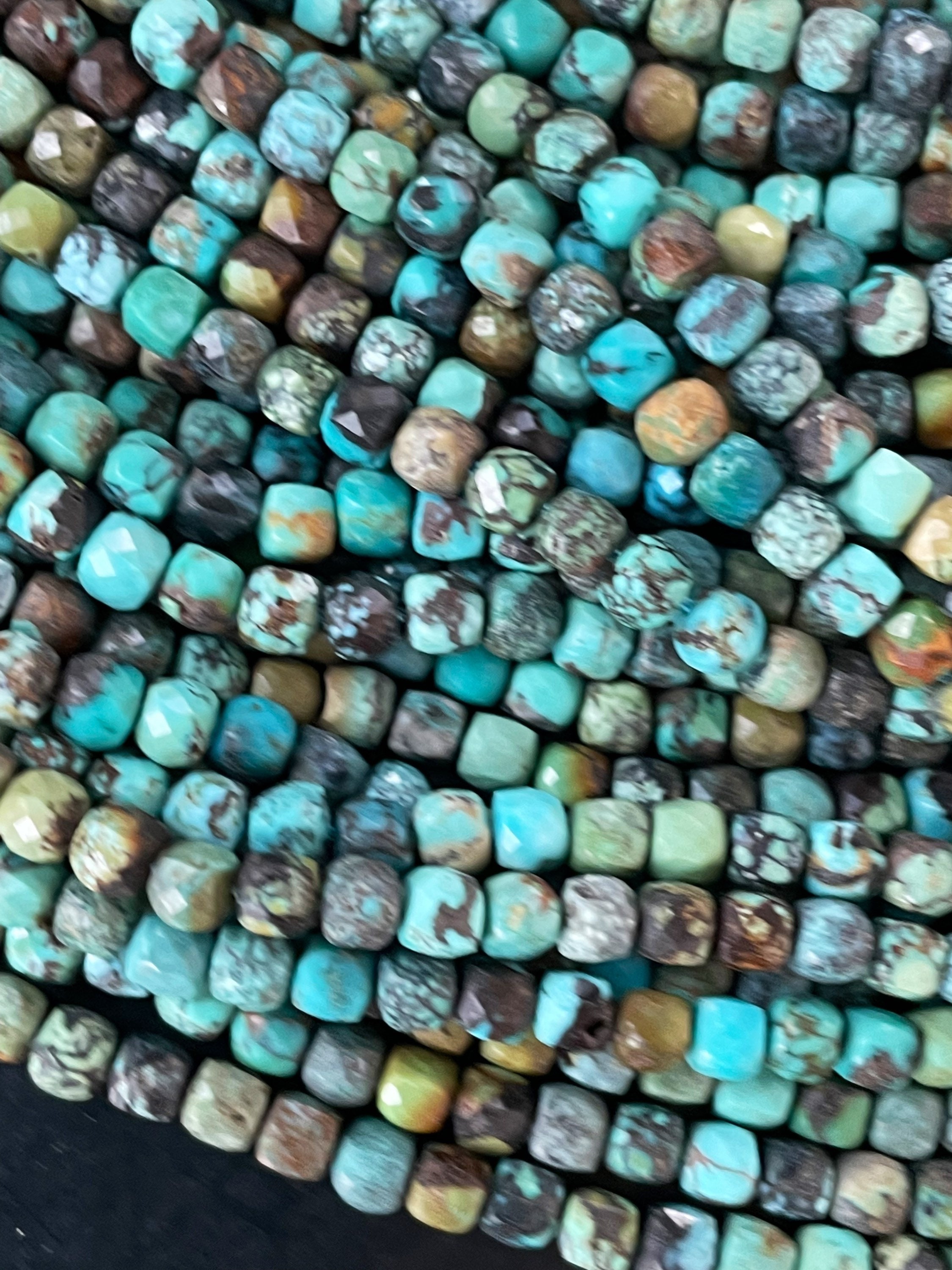 Natural Turquoise Stone Bead. Faceted 4mm Cube Shape Bead. Beautiful ...