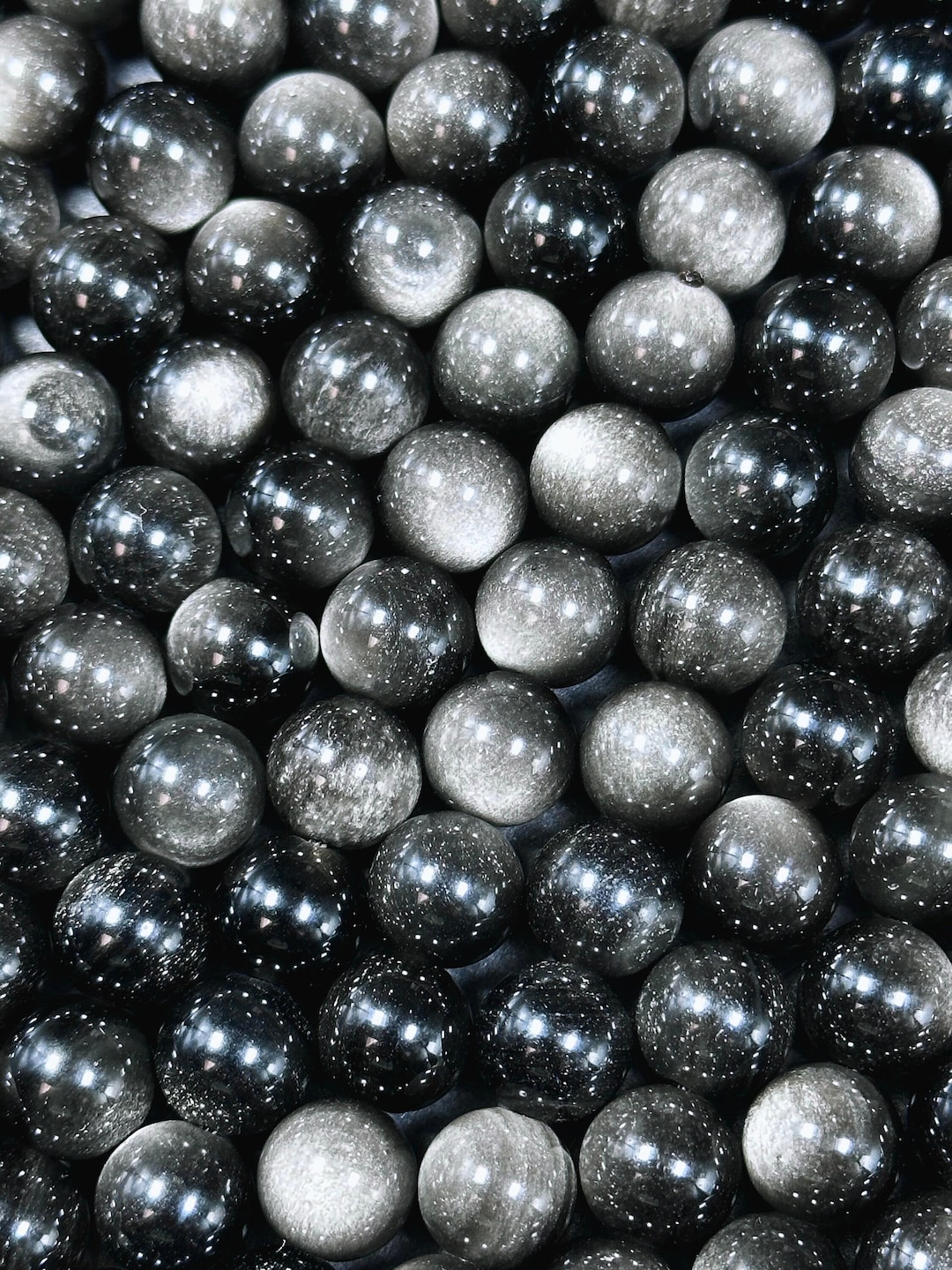 AAA Natural Silver Obsidian Gemstone Bead 6mm 8mm 10mm 12mm Round Bead ...