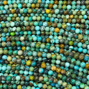 Natural Turquoise Gemstone Bead 4mm Round Beads, Beautiful Natural Blue ...