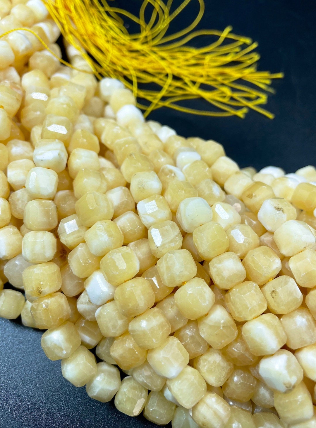 AAA Natural Yellow Calcite Stone Bead Faceted 9mm Cube Shape Bead ...