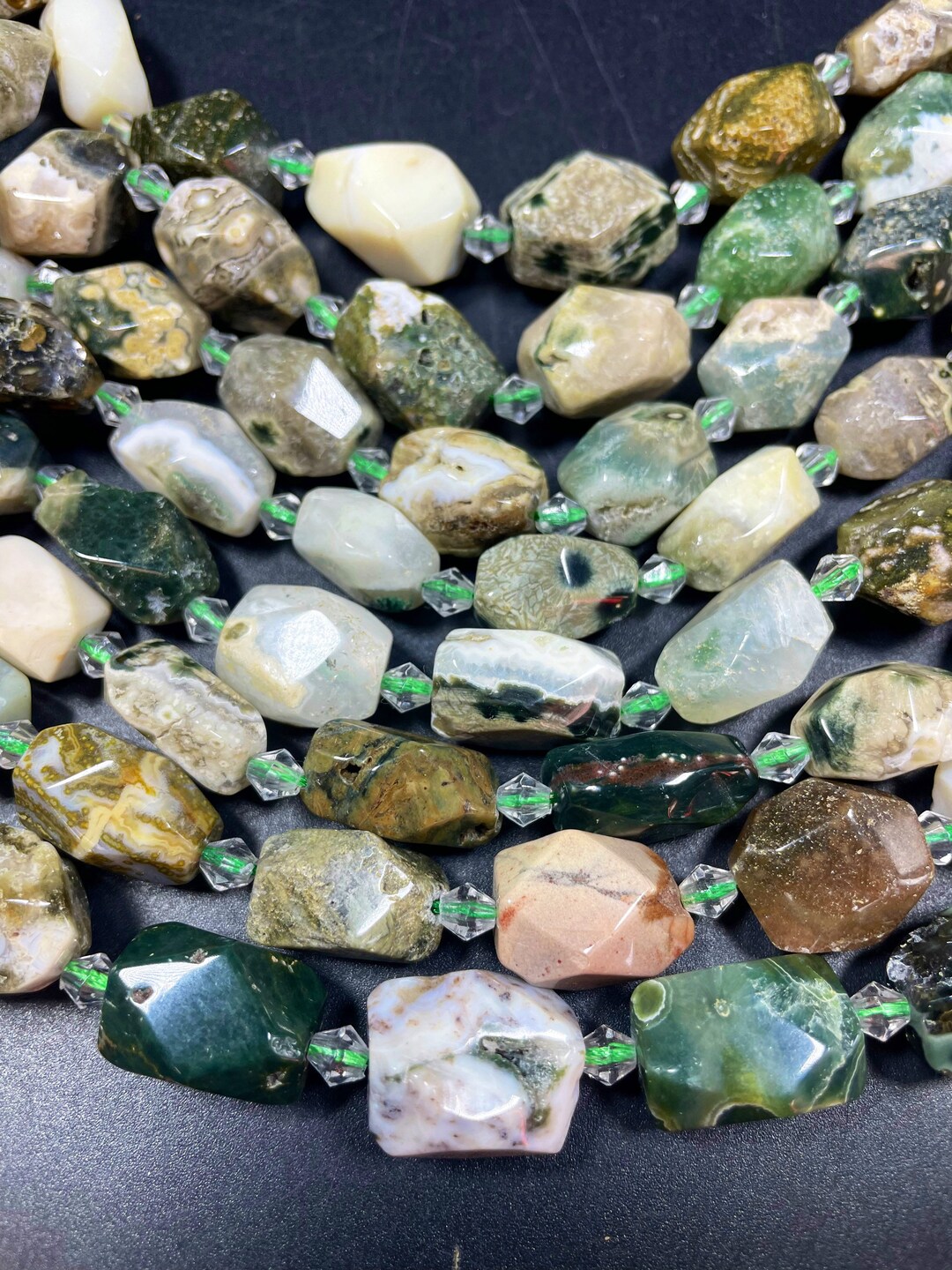 Natural Ocean Jasper Stone Bead. Faceted Freedom Nugget Shape 10x13mm ...