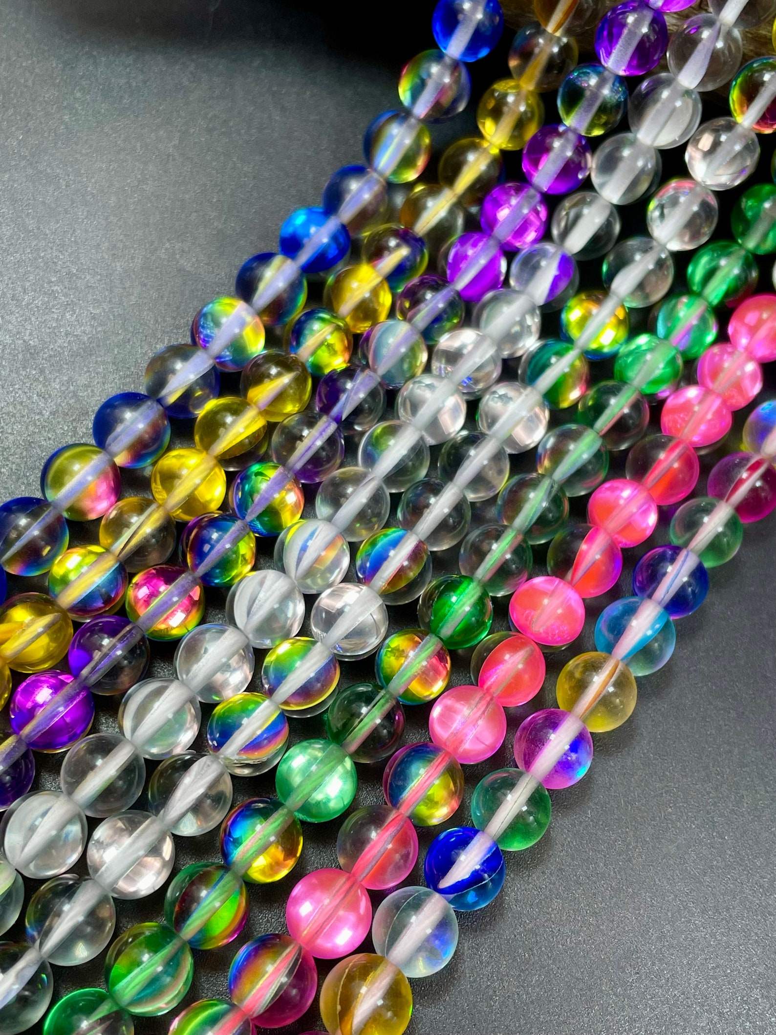 BULK! Beautiful Mermaid Glass Beads Smooth 6mm 8mm 10mm Round Shape ...