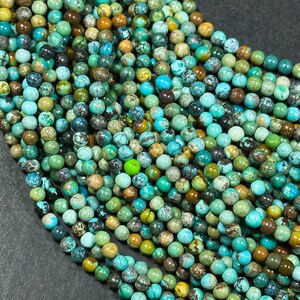 Natural Turquoise Gemstone Bead 4mm Round Beads, Beautiful Natural Blue ...