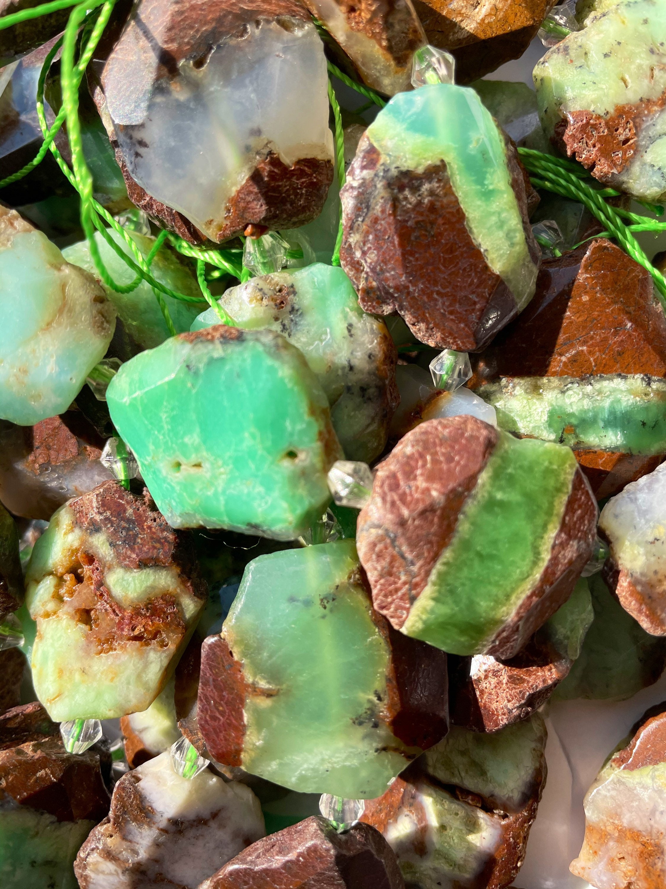 Natural Chrysoprase Stone Bead . Faceted Raw 25x30mm Freedom Shape ...