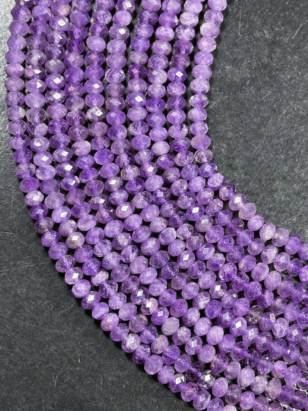 Natural Amethyst Gemstone Bead Faceted 3x5mm Rondelle Shape, Beautiful ...