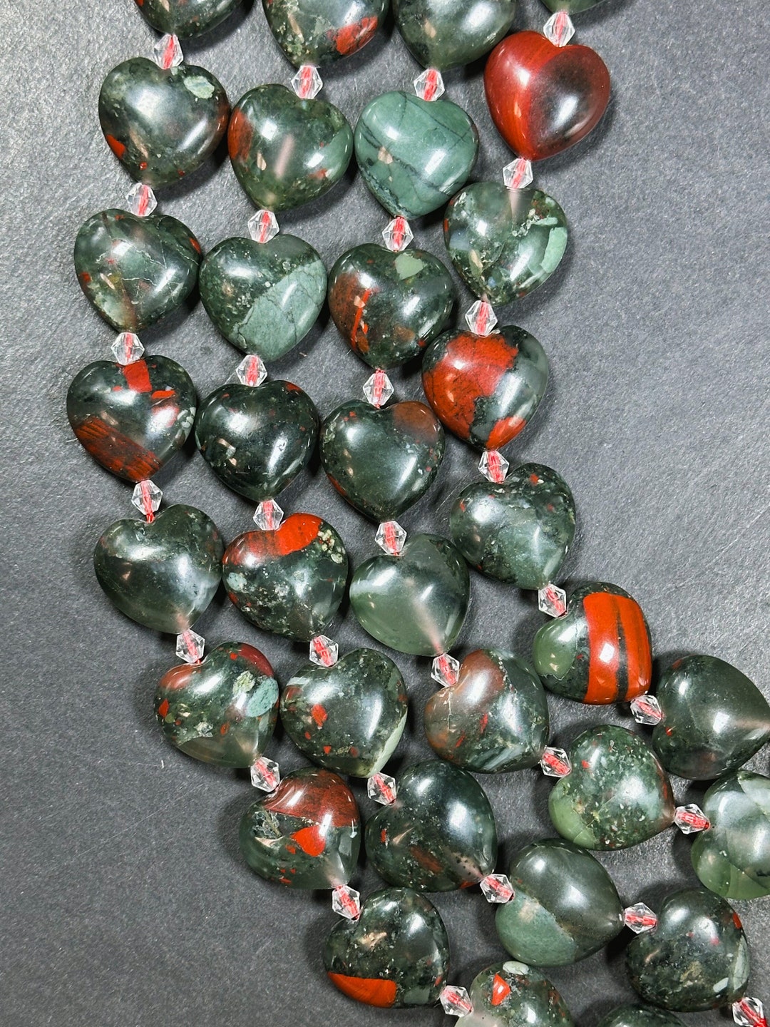 Natural African Bloodstone Gemstone Bead 20mm Heart Shape Bead ...