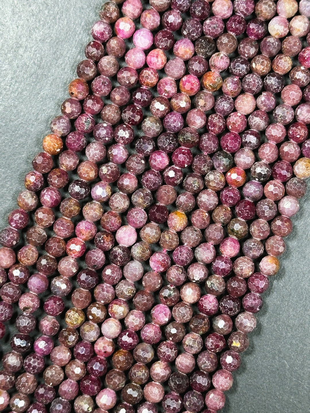 100% Natural Red Ruby Gemstone Bead Faceted 6mm Round Bead, Gorgeous ...