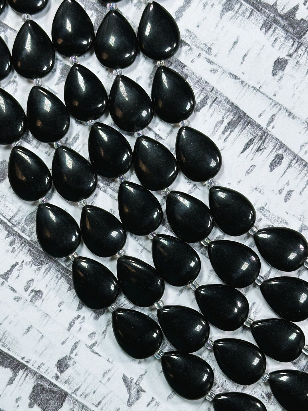 Natural Black Onyx Gemstone Bead 17x13mm Teardrop Shape Bead, Beautiful ...