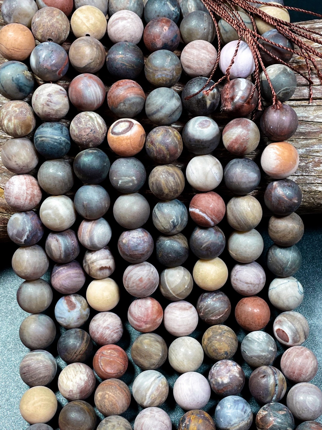 Natural Brown Petrified Wood Jasper. Gemstone Bead. 6mm 8mm 10mm 12mm ...