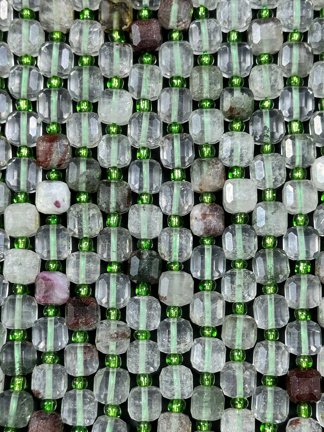 NATURAL Phantom Quartz Gemstone Bead Faceted 6.5mm Cube Shape Bead ...