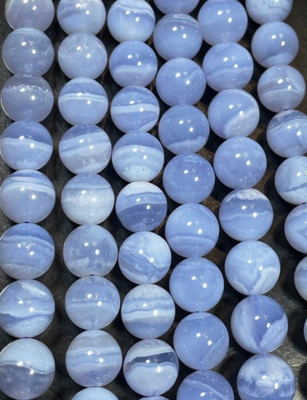 AAA Natural Blue Lace Agate Chalcedony Gemstone Bead. 4mm 6mm 8mm 10mm ...