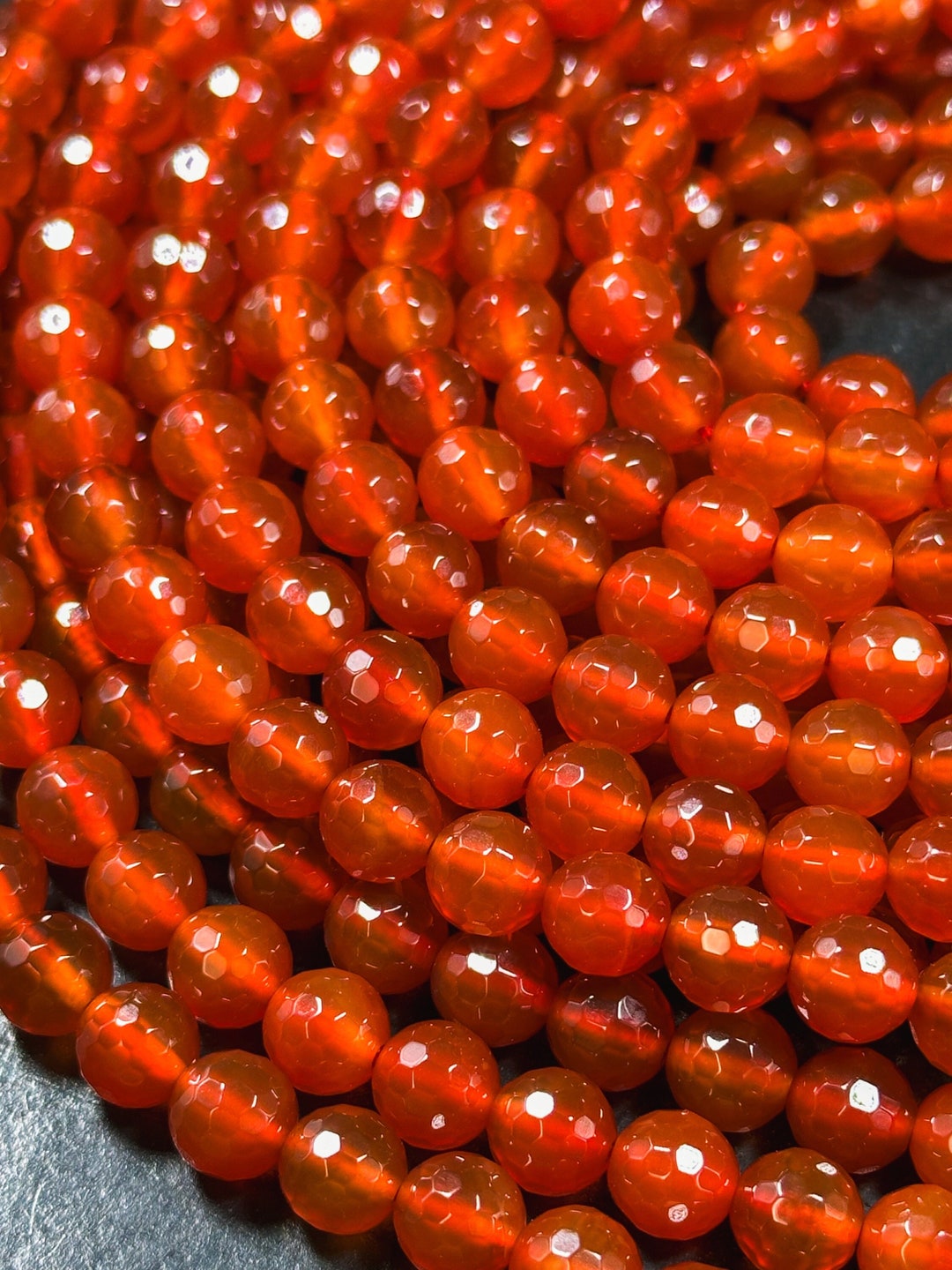 AAA Natural Carnelian Gemstone Bead Faceted 4mm 6mm 8mm 10mm 12mm Round ...