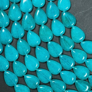 Natural Turquoise Blue Jade Gemstone Bead 20x15mm Teardrop Shape ...