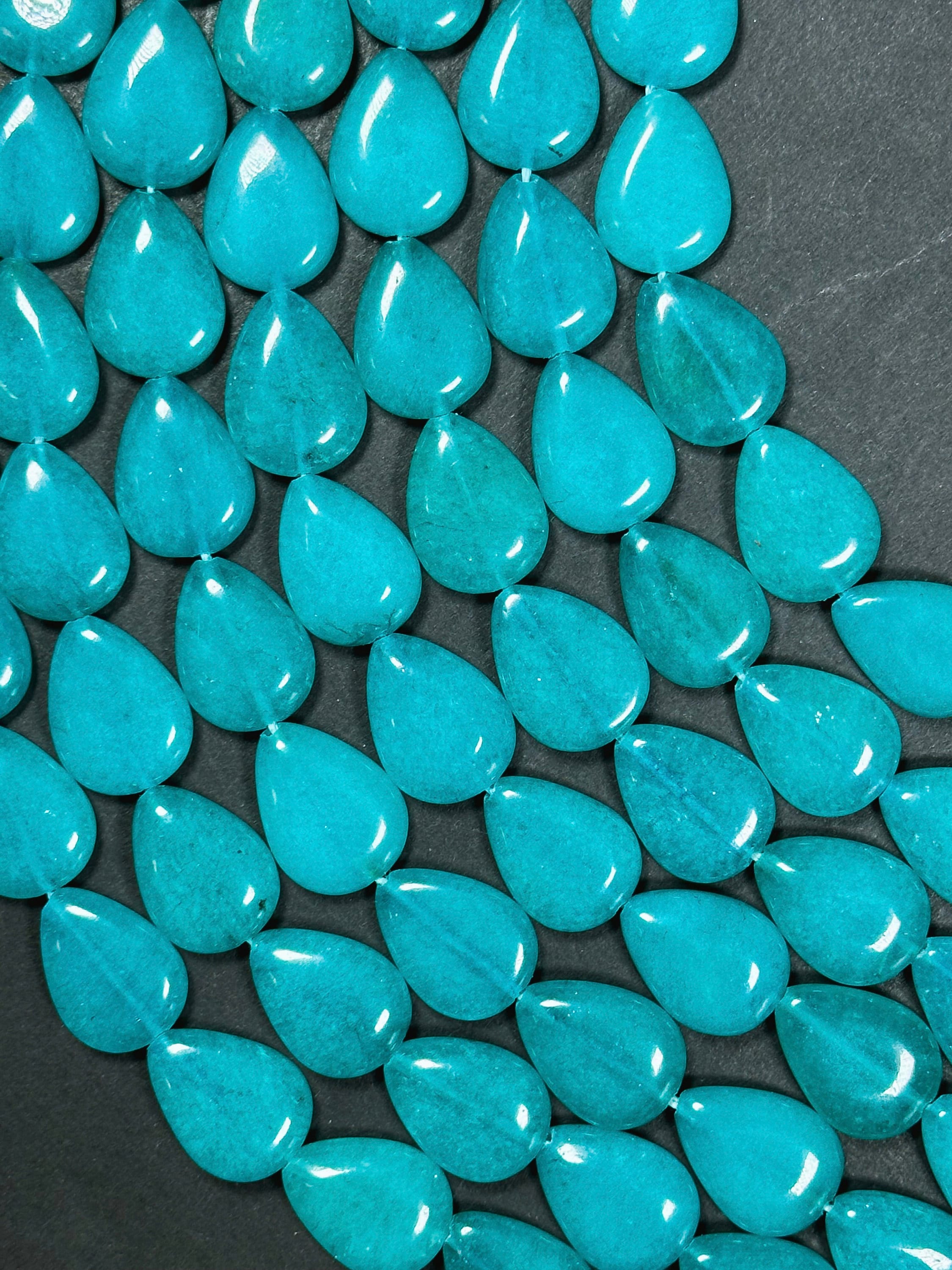 Natural Turquoise Blue Jade Gemstone Bead 20x15mm Teardrop Shape ...