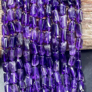 AAA Natural Amethyst Gemstone Bead. 8x14mm Tube Shape. Gorgeous Natural ...