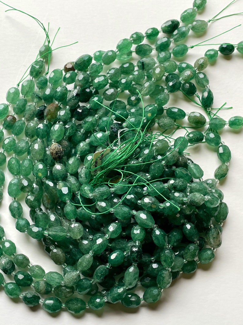 Natural Green Strawberry Quartz Stone Bead. Faceted 10x12mm Barrel ...