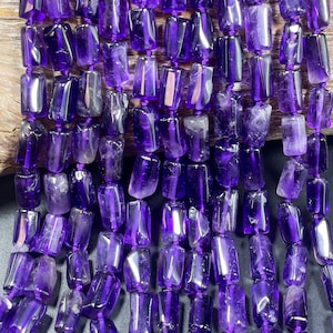 AAA Natural Amethyst Gemstone Bead. 8x14mm Tube Shape. Gorgeous Natural ...