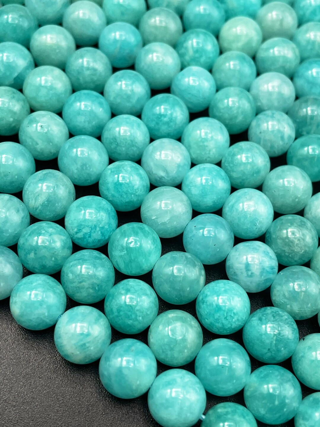 AAA Natural Amazonite Stone Bead. 6mm 8mm 10mm Round Bead . Gorgeous Natural Blue Green ...