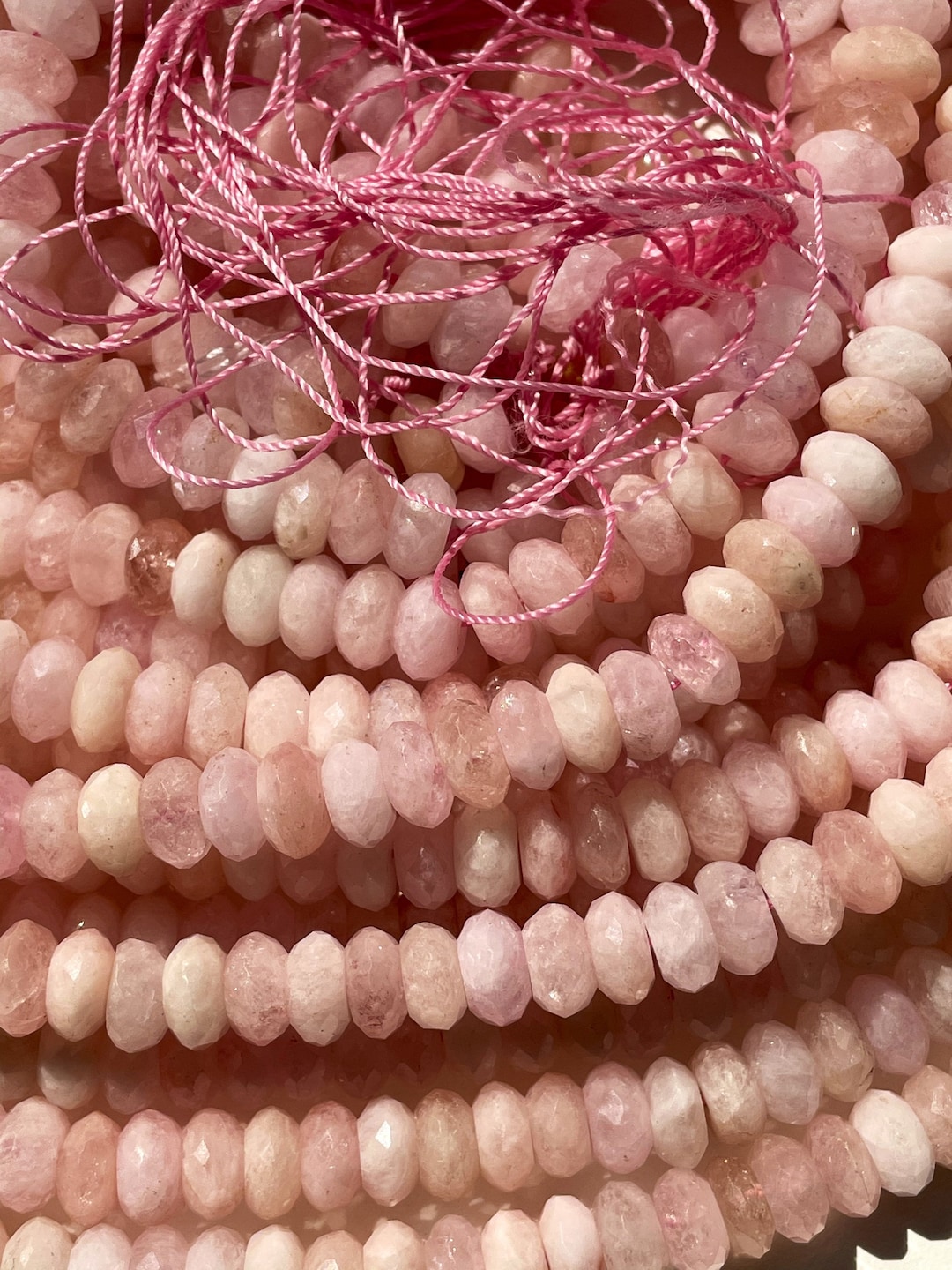 AAA Natural Morganite Stone Bead. Faceted 5x8mm Rondelle Bead. Gorgeous ...