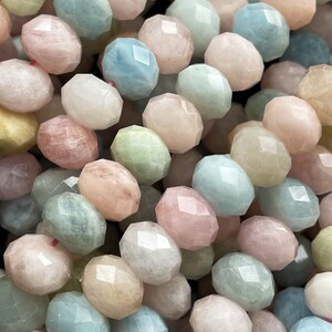 AAA Natural Morganite Stone Bead. Faceted 12x8mm Rondelle Bead ...