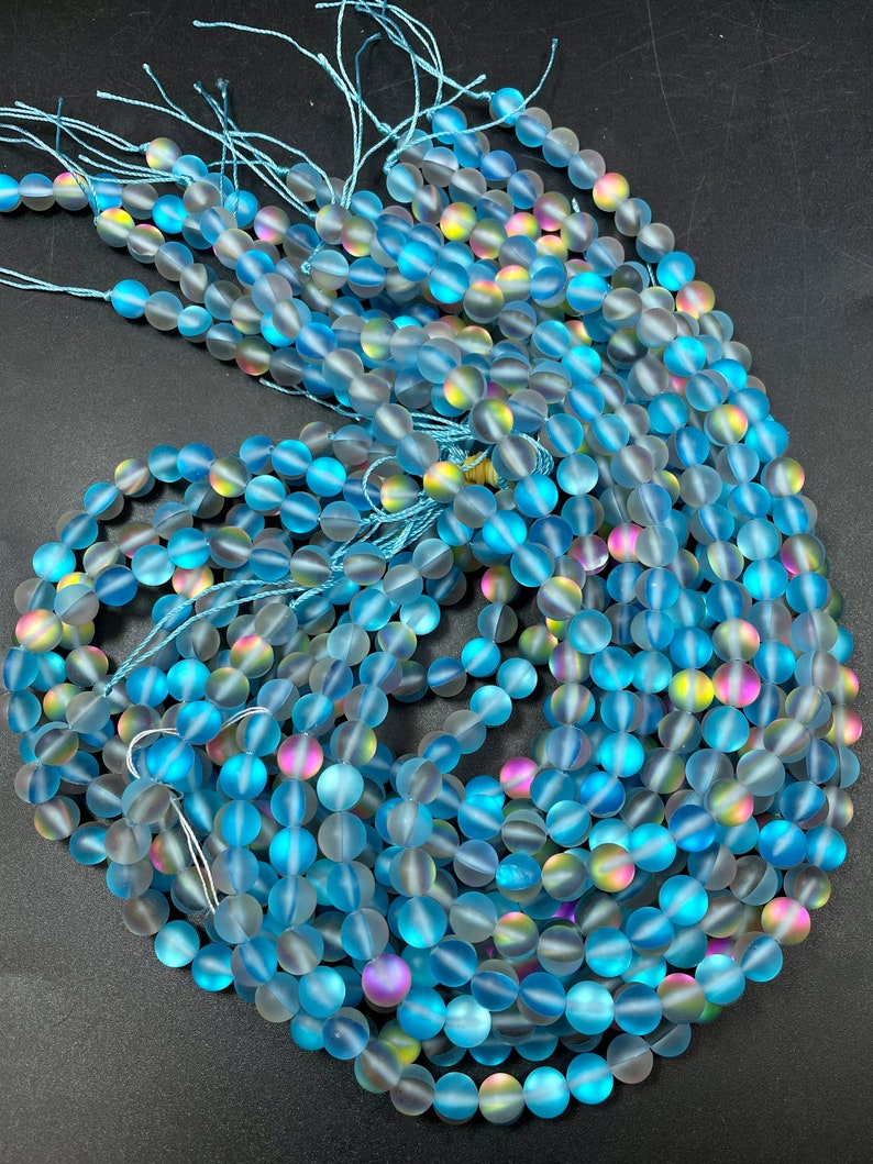 Beautiful Matte Mermaid Glass Beads 6mm 8mm 10mm 12mm Round Bead. Matte ...