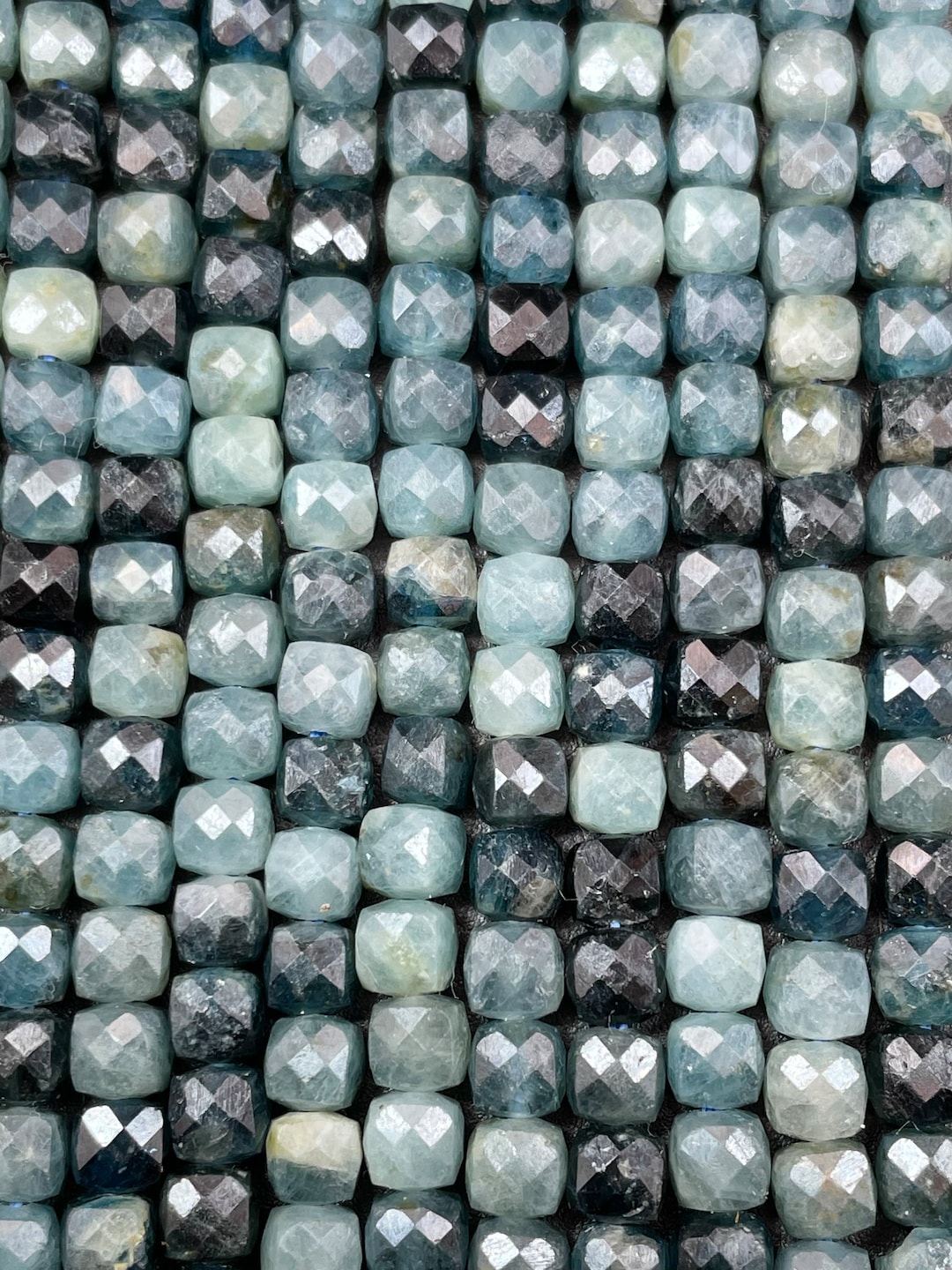 Natural Blue Tourmaline Stone Bead. Faceted 4mm Cube Shape Bead ...