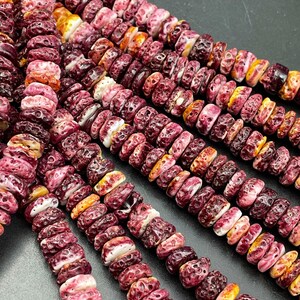 AAA Natural Purple Spiny Oysters Shell Bead. 4x10mm Rondelle Shape ...