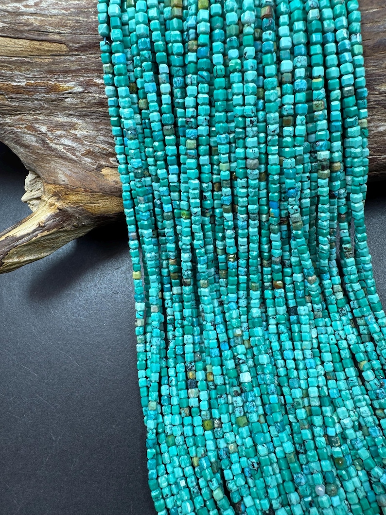 AAA Natural Turquoise Gemstone Bead. Faceted Cube Shape . Beautiful ...
