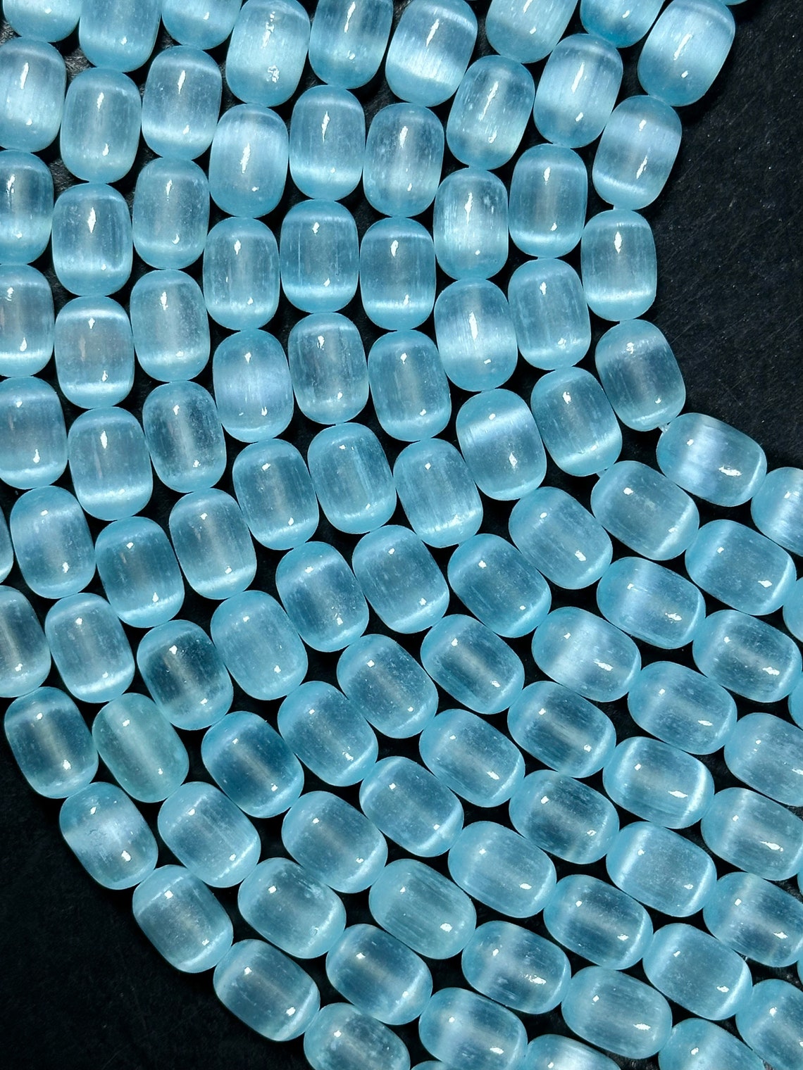 Natural Blue Selenite Gemstone Bead 12x8mm Tube Shape Bead, Beautiful ...