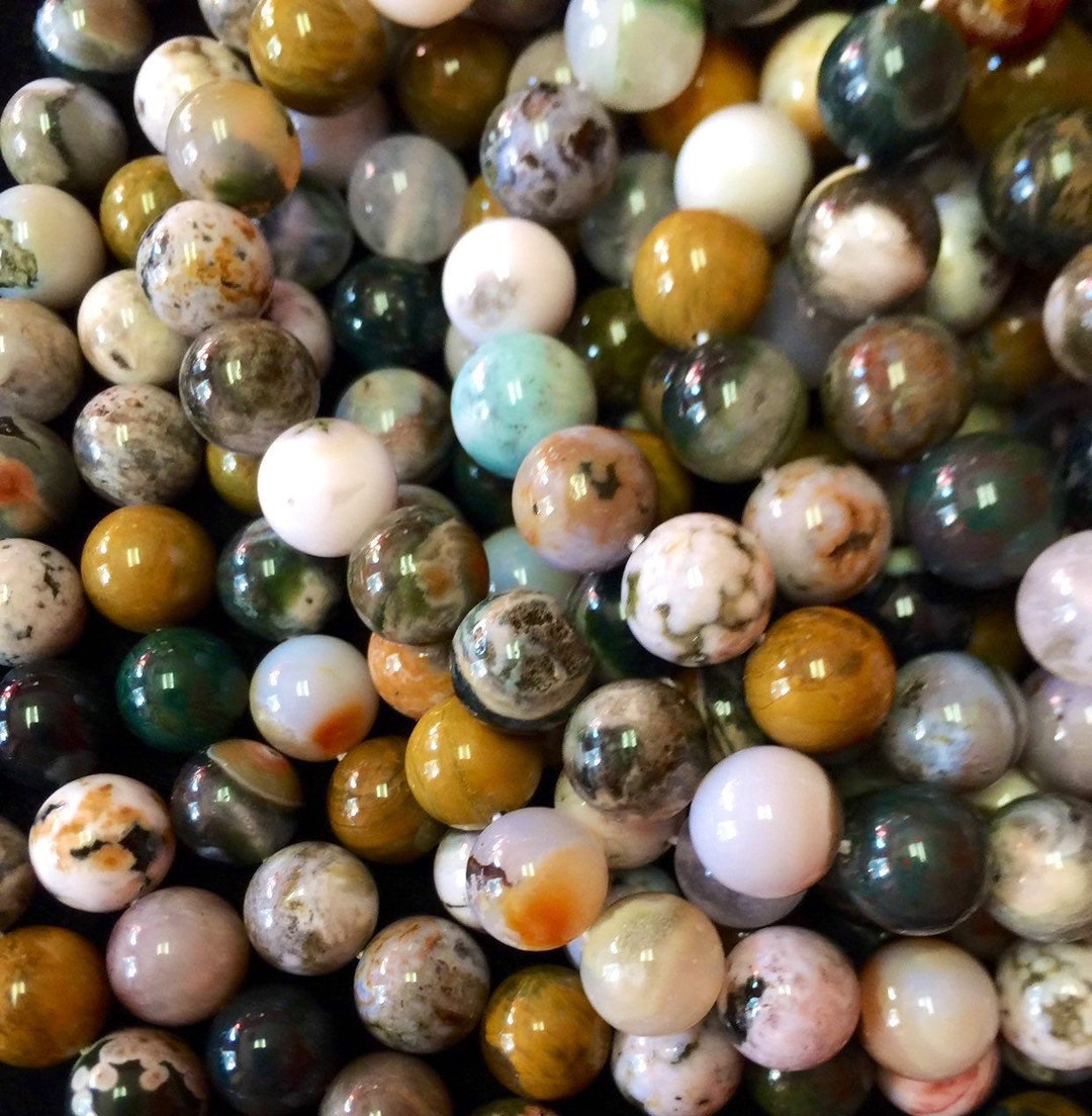 AAA Natural Ocean Jasper Bead . 6mm 8mm 10mm Round Gemstone Bead ...