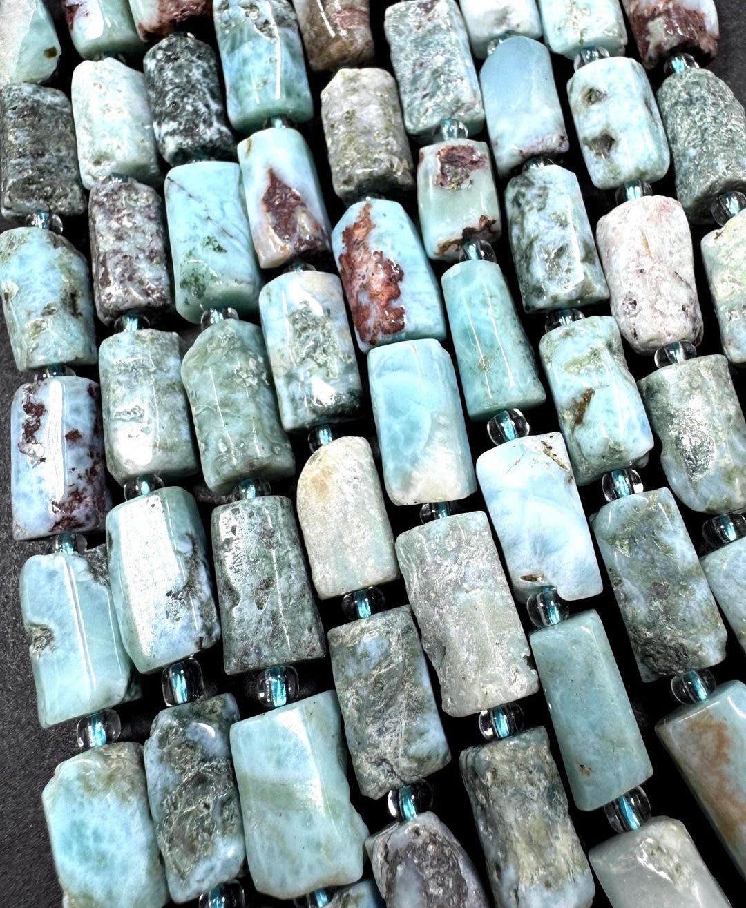 Natural Blue Larimar Gemstone Bead. 8x12mm Tube Shape .beautiful ...