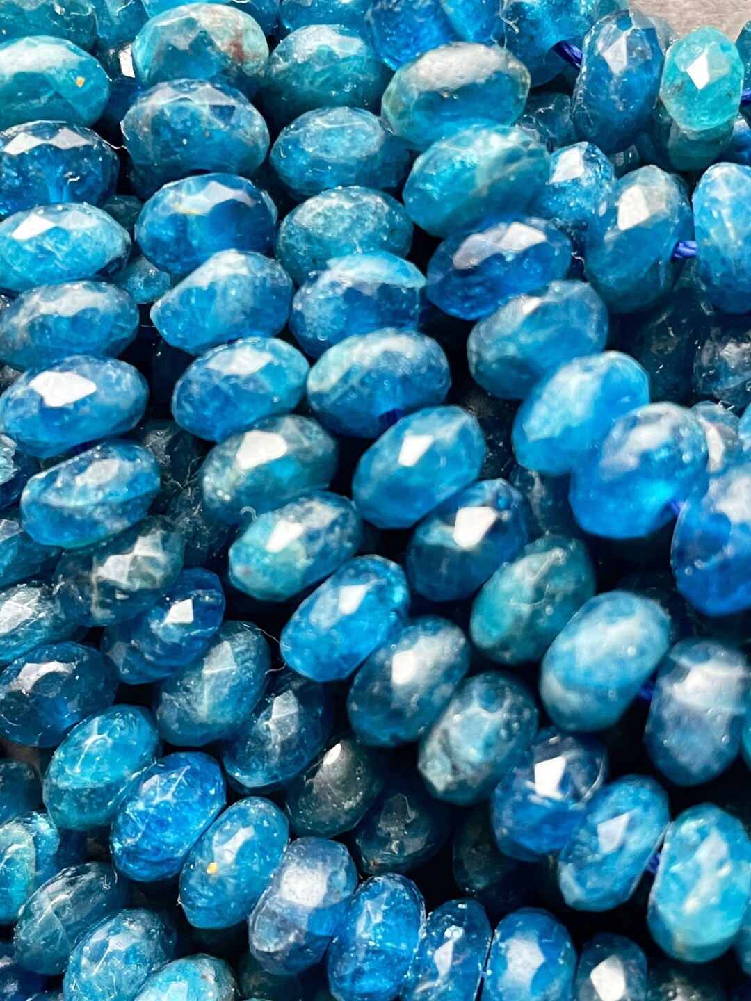 AAA Natural Apatite Stone Bead. Faceted 4x6mm 5x8mm Rondelle Shape Bead ...