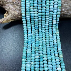 AA+ 100% Natural Larimar Gemstone Bead. 5x8mm 6x10mm Rondelle Shape ...