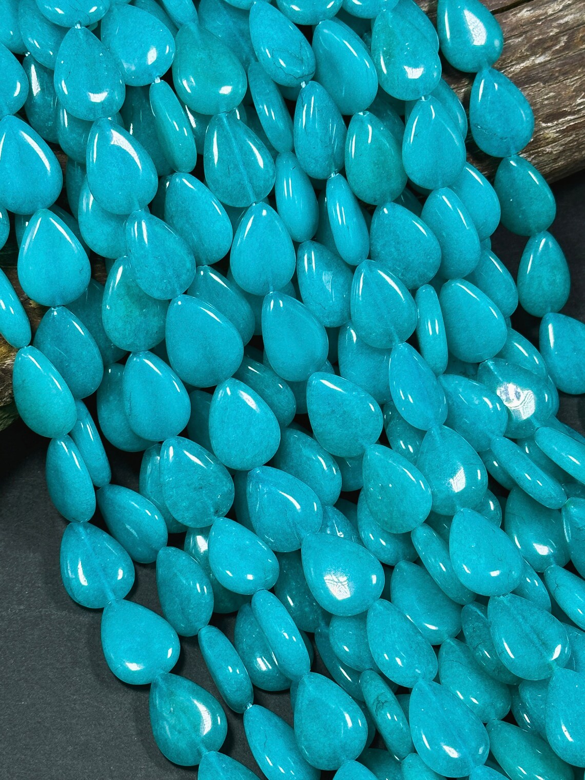 Natural Turquoise Blue Jade Gemstone Bead 20x15mm Teardrop Shape ...
