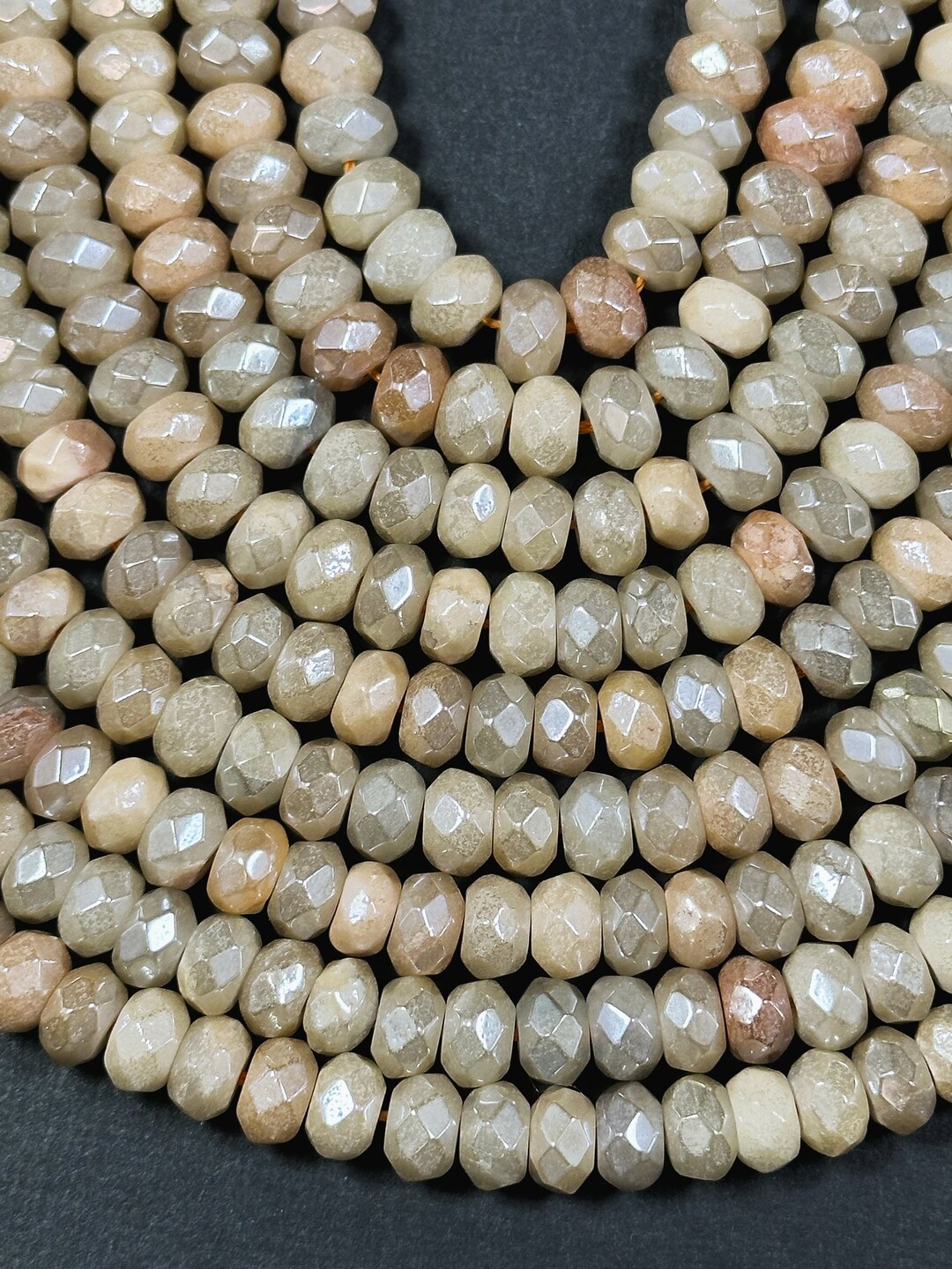 Mystic Natural Sunstone Gemstone Bead Faceted 8x5mm Rondelle Shape ...