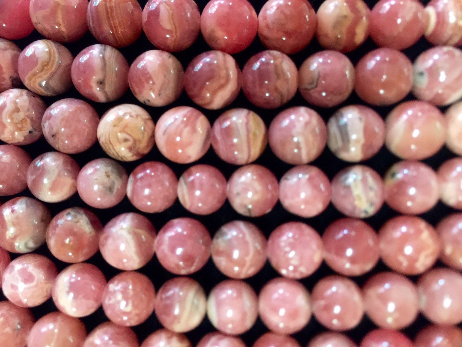 Natural Rhodochrosite Beads .4-5mm6mm 6.5mm 8mm 10mm 12mm - Etsy