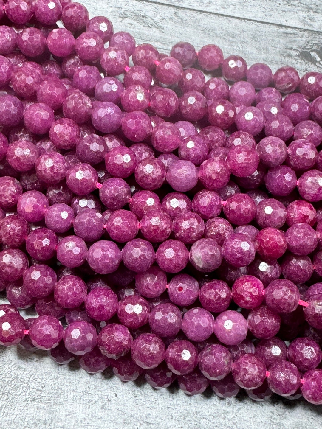 Natural Ruby Gemstone Bead AA Grade . Faceted Round Bead . Gorgeous ...