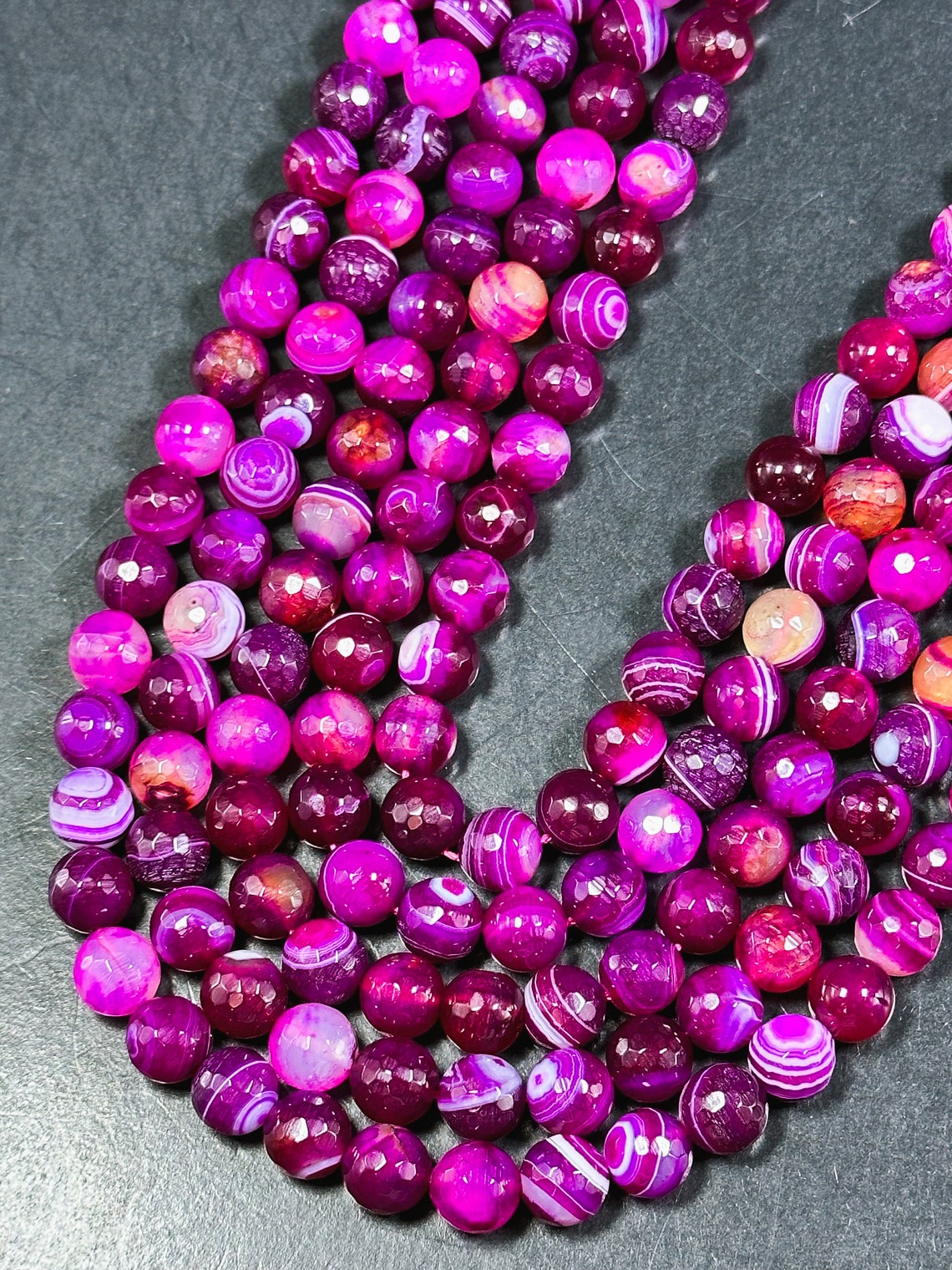 NATURAL Botswana Agate Gemstone Bead Faceted 6mm 8mm 10mm 12mm Round ...