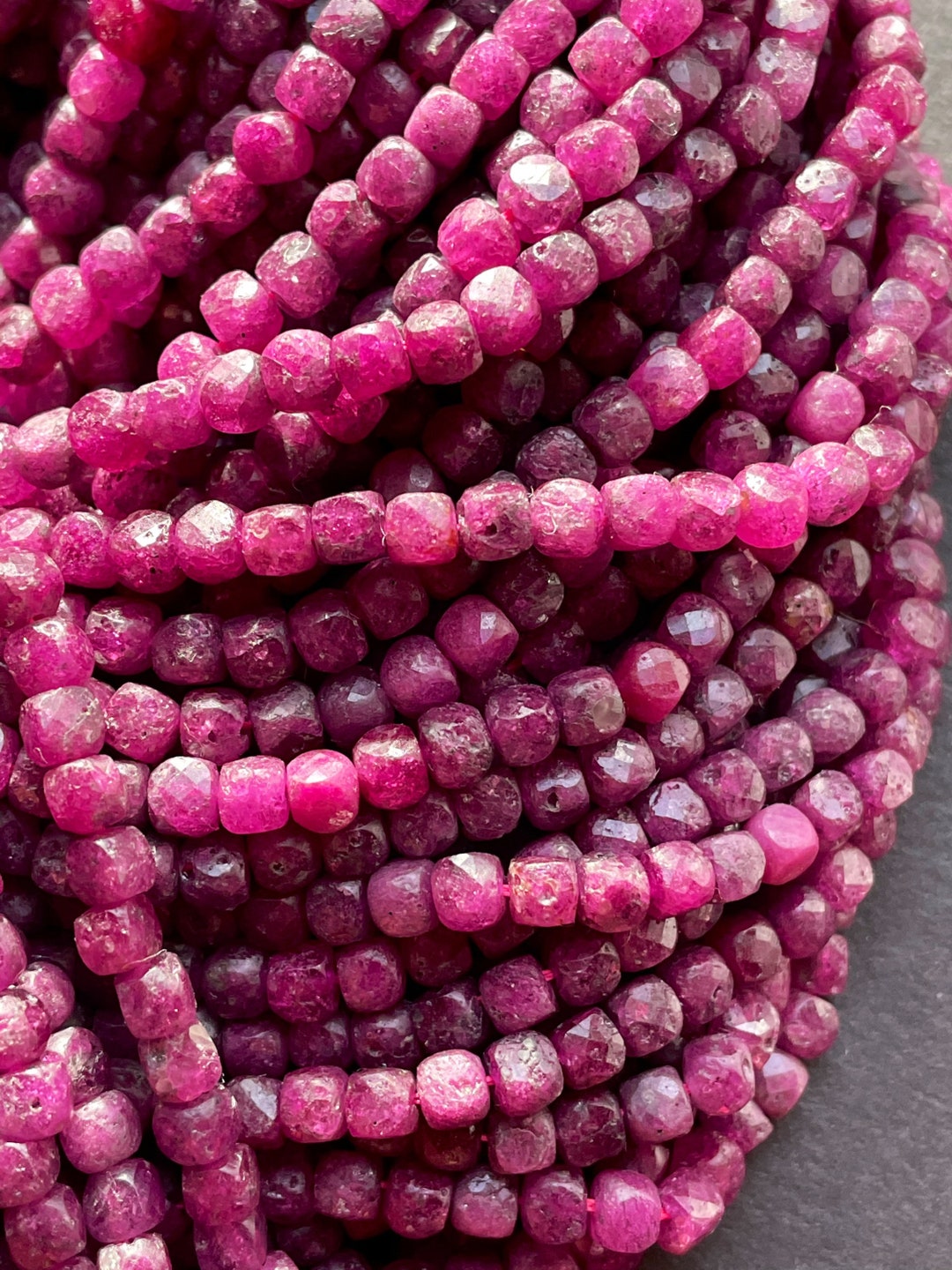 Natural Ruby Gemstone Bead . 4mm Cube Shape Ruby Gemstone Beads ...