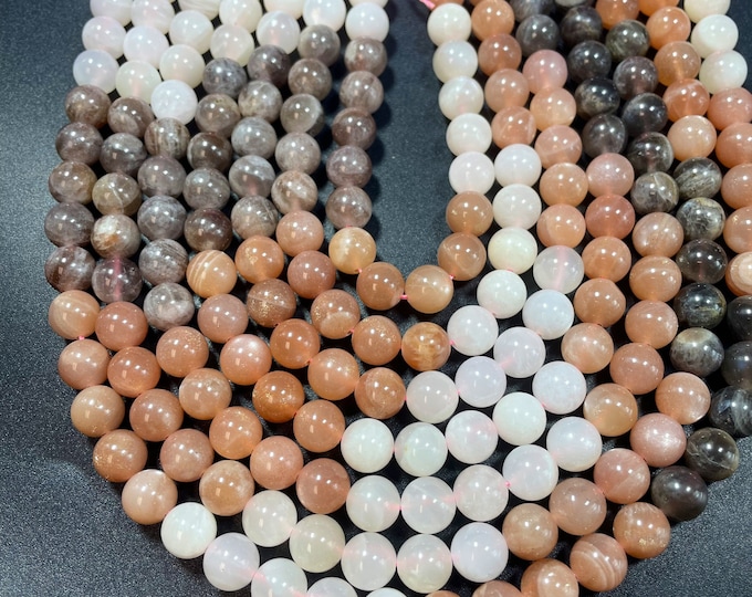 Natural Multi Moonstone Bead. 6mm 8mm 10mm Round Bead. Natural Peach ...