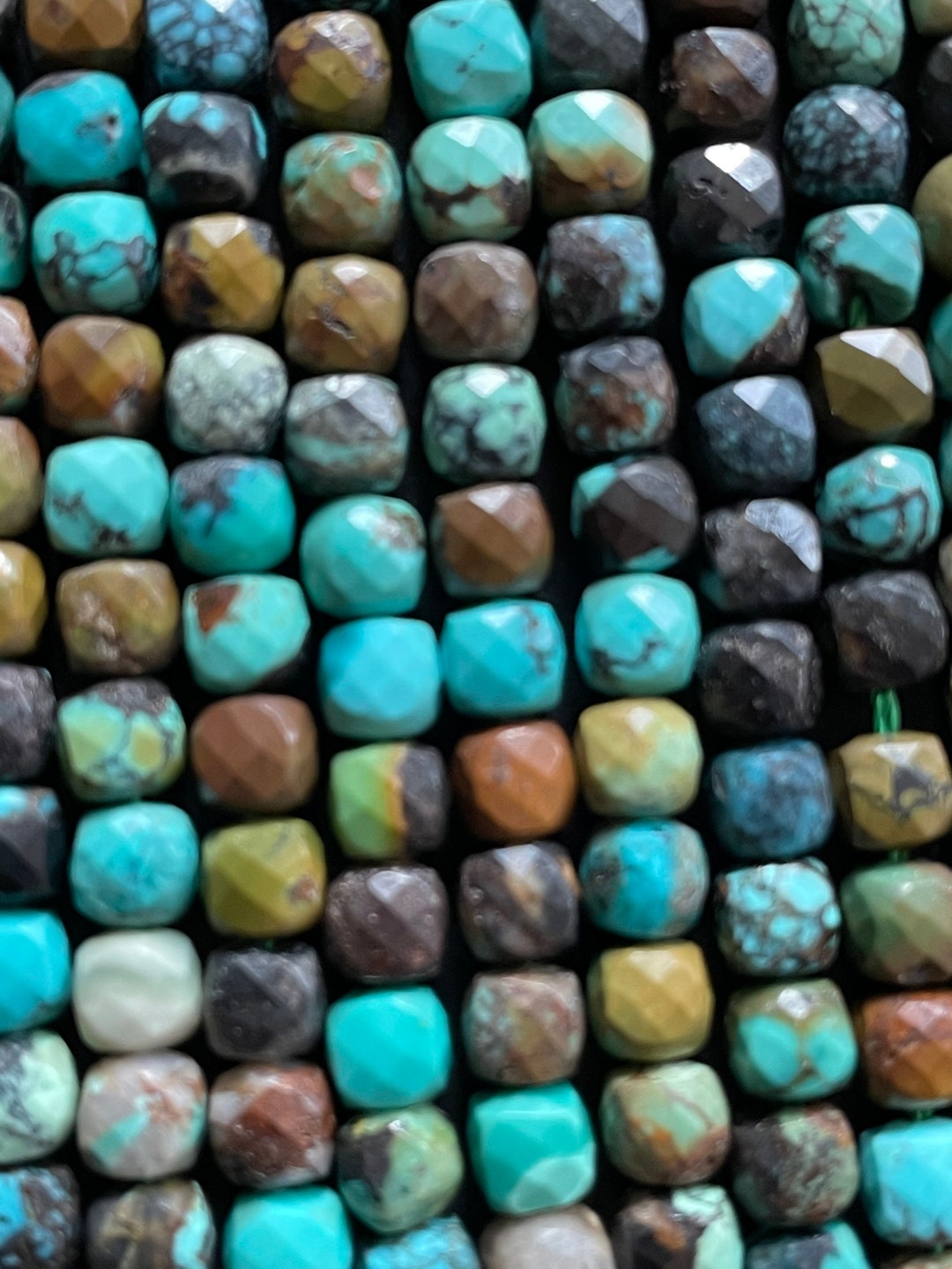 AA Natural Turquoise Stone Bead . Faceted 5mm Square Shape Turquoise ...