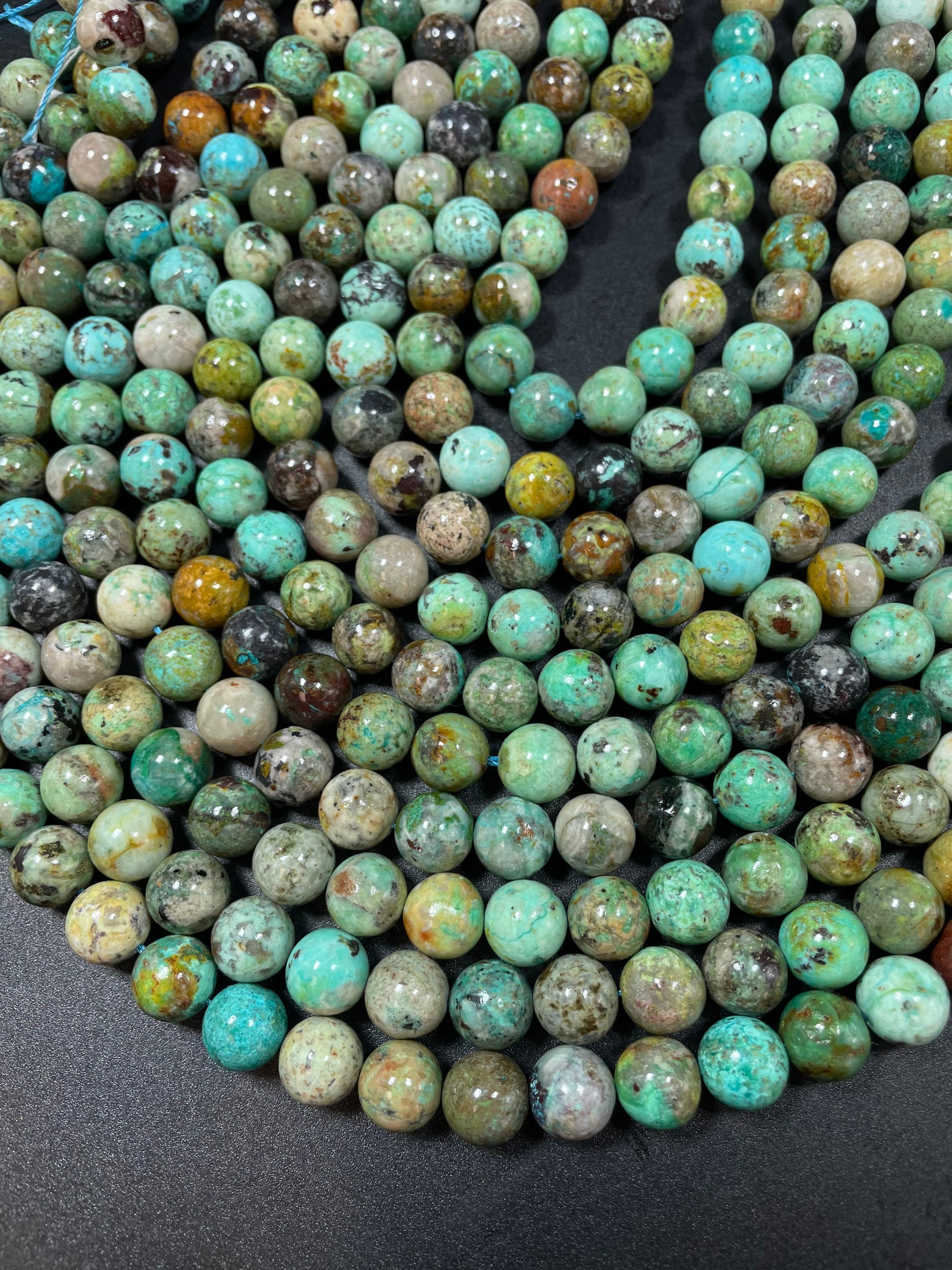 AA Natural Peru Turquoise Gemstone Bead. 8mm 10mm Round Bead. Natural ...