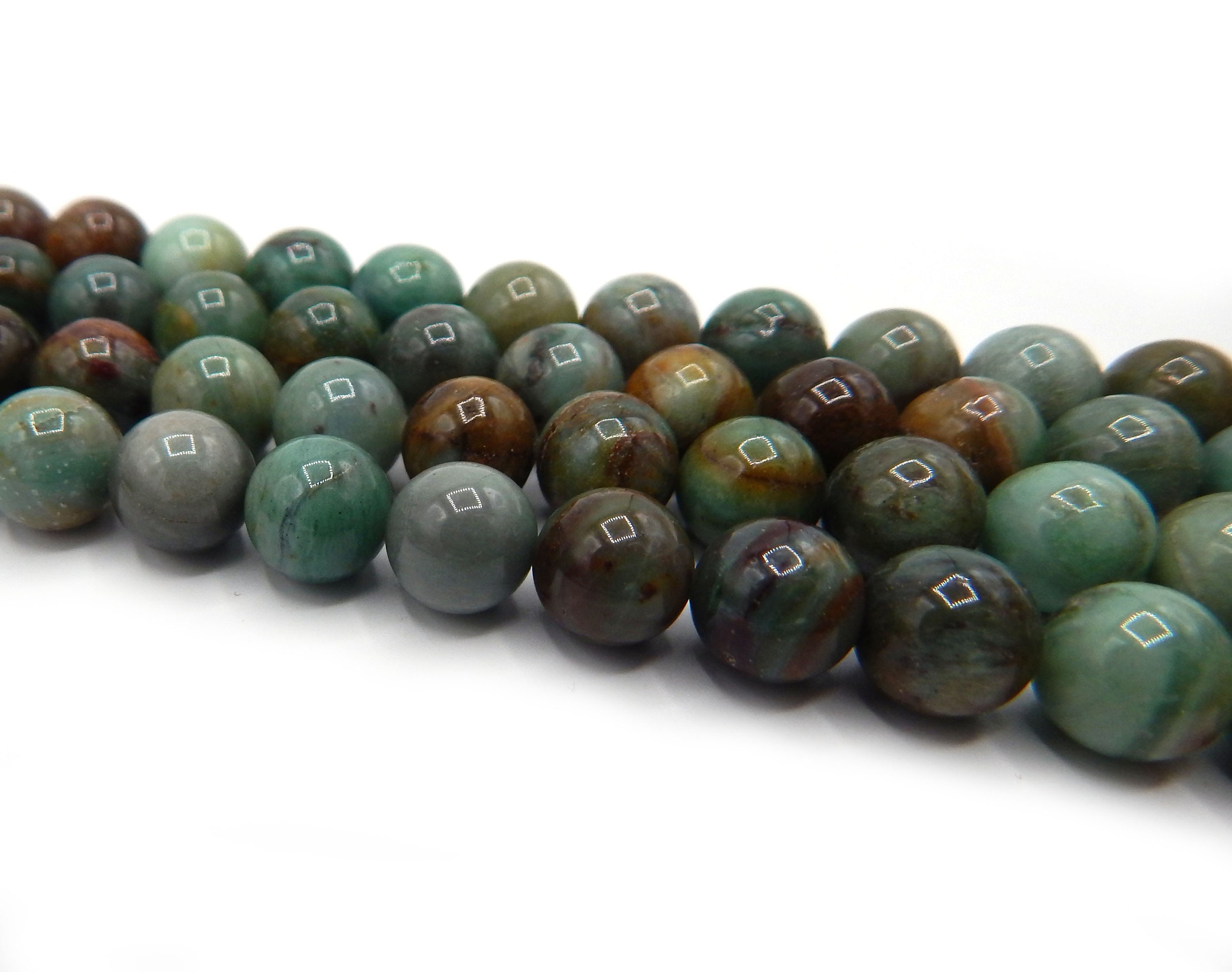 NATURAL Gemstone African Jade, Smooth Round, 8mm,10mm Full Strand 16 ...