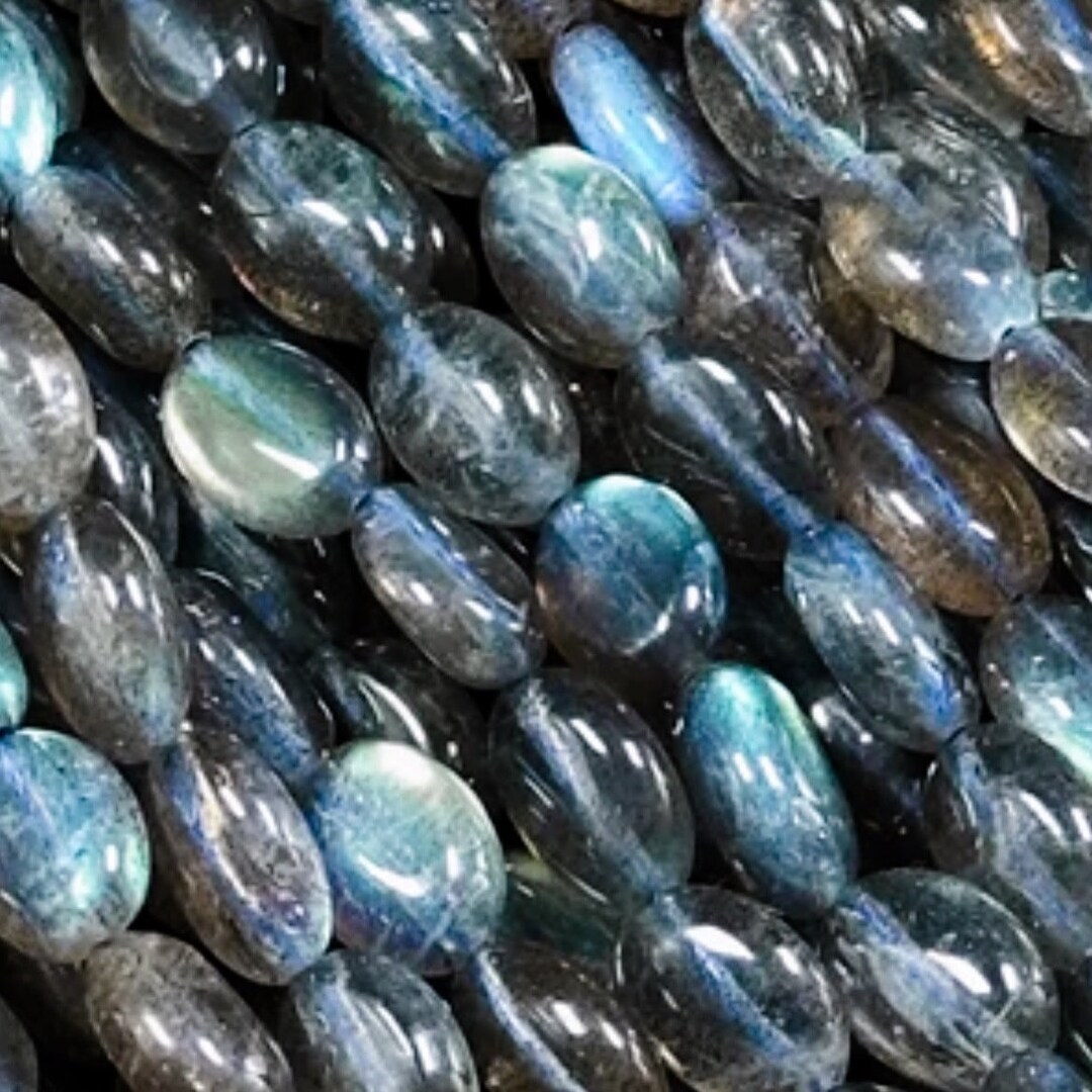 AAA Labradorite Gemstone Bead 11x8mm Oval Shape, Beautiful Natural Gray ...