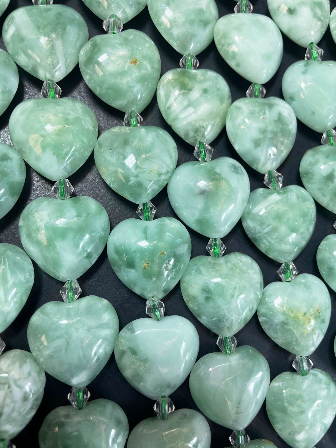 AAA Natural Green Moonstone Bead . Gorgeous Heart Shape . Beautiful ...