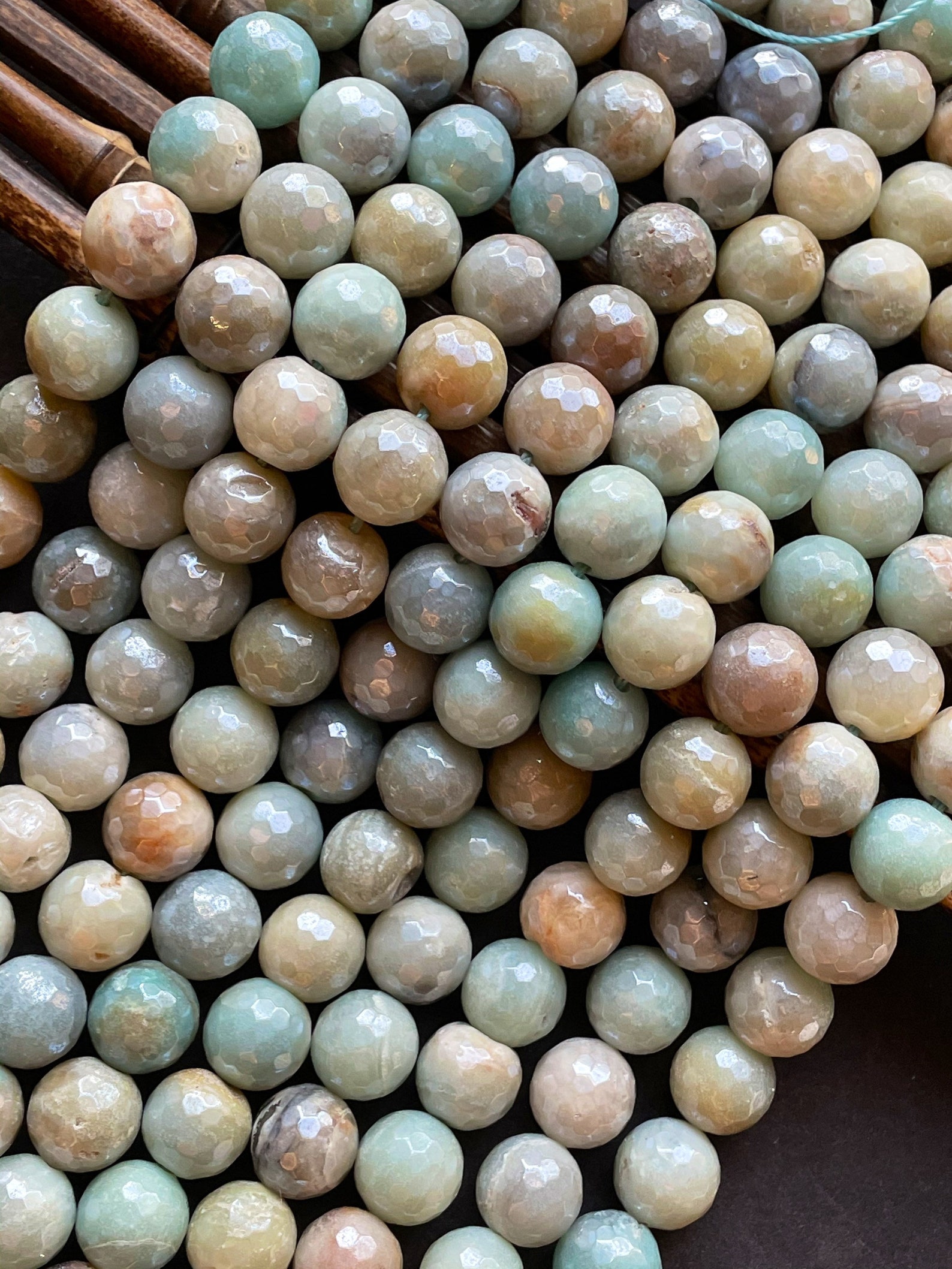 Natural Mystic Amzonite Stone Bead. Faceted 6mm 8mm 10mm 12mm Round ...