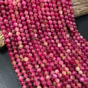 Natural Watermelon Tourmaline Quartz Gemstone Bead Smooth 6mm 8mm Round ...