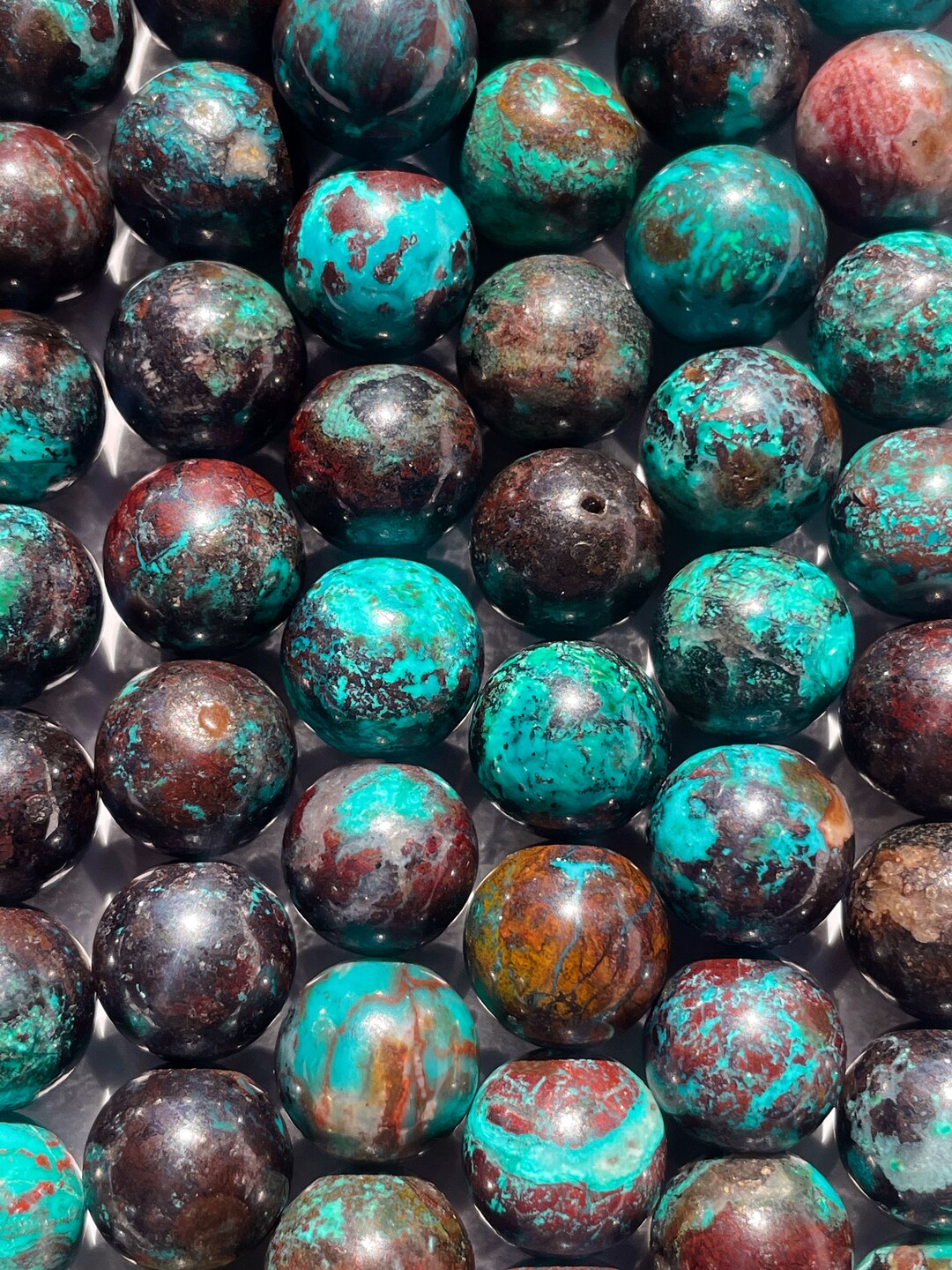 AAA Natural Chrysocolla Azurite Gemstone Round Bead. 6mm 8mm 10mm Round ...